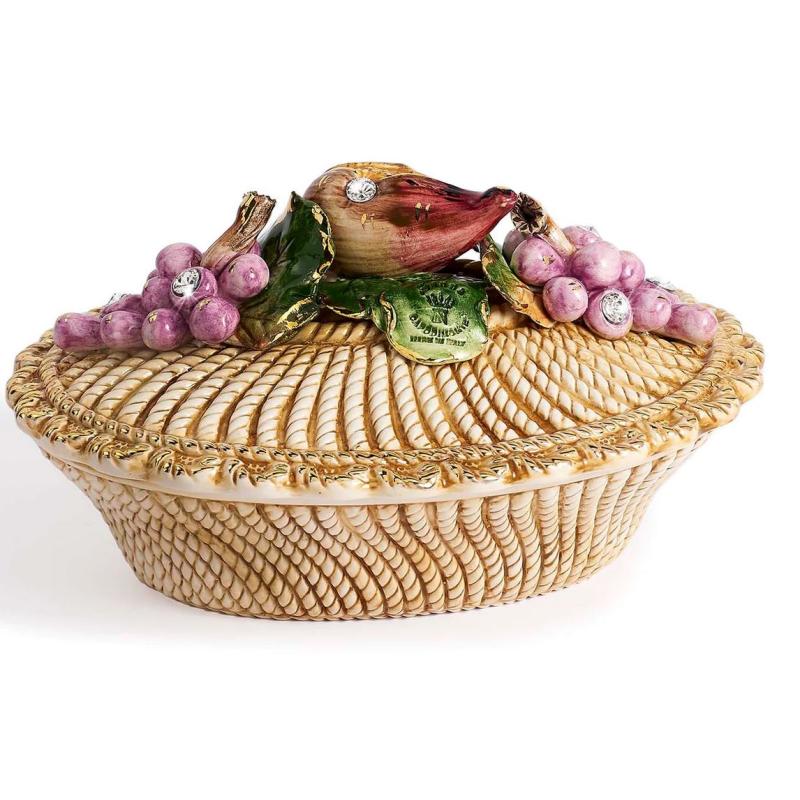 Ozdobiona owalna misa ceramiczna do jadalni